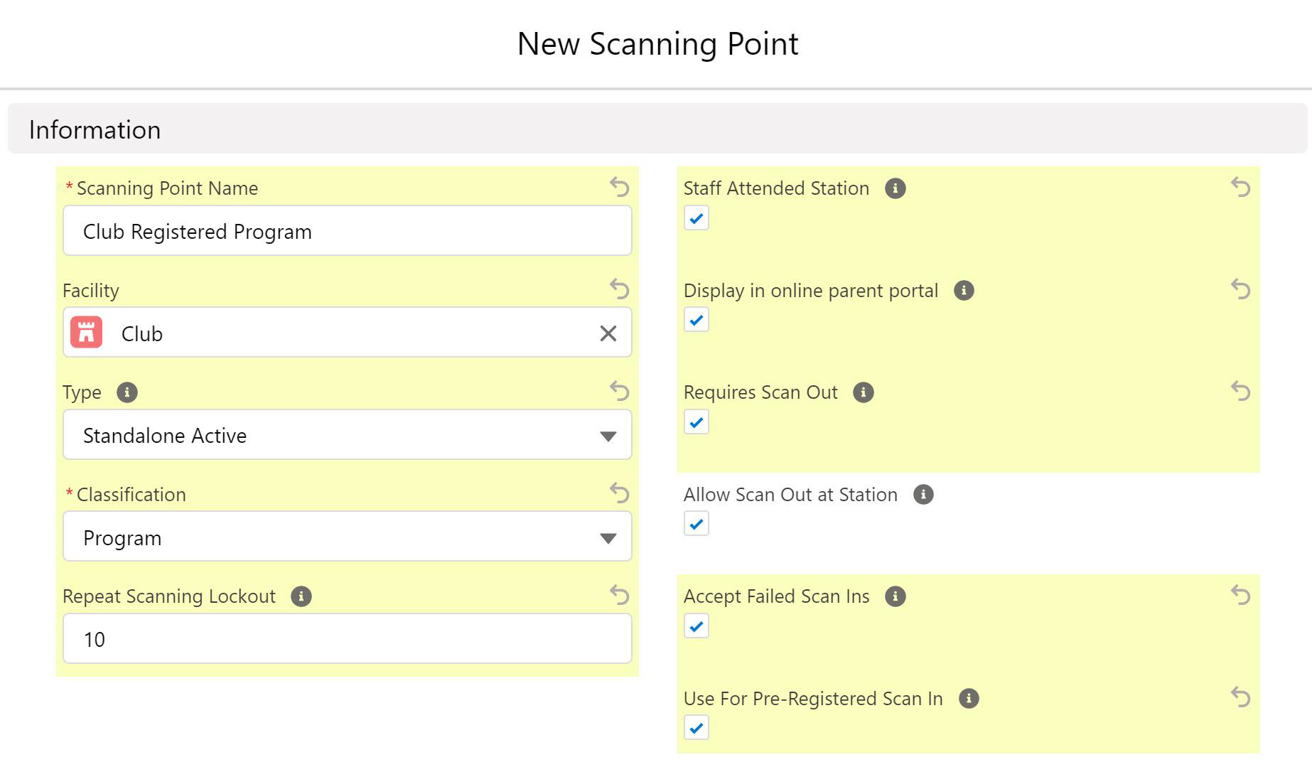 How to build Scanning Points for Registered Programs