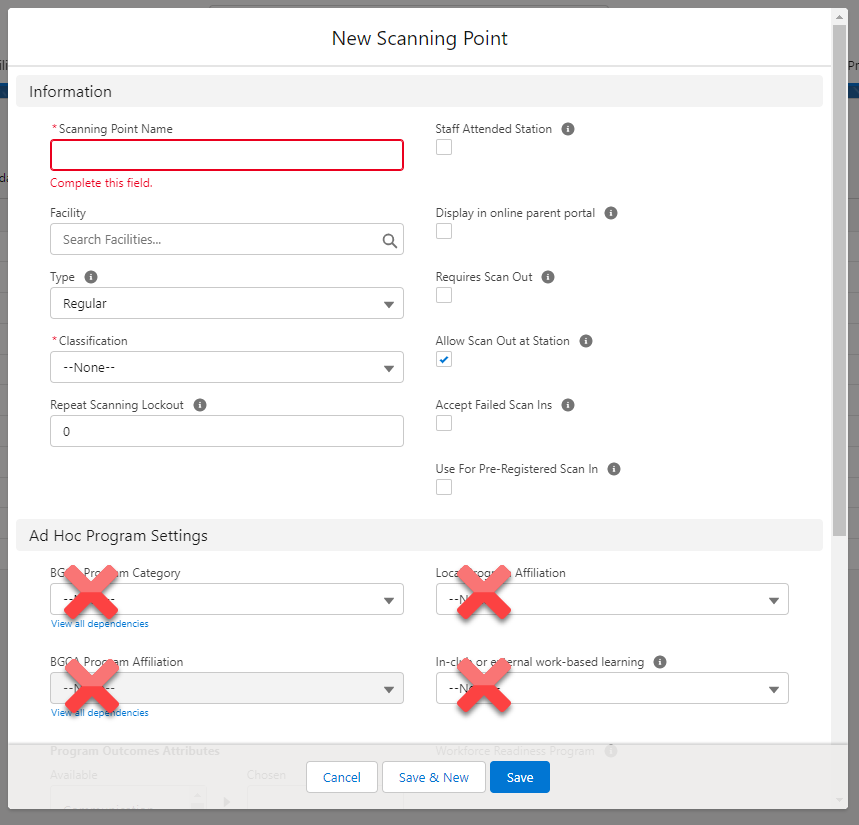 Check-In Scanning Points