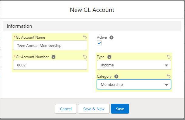 Add a GL Account for a Member Management Product