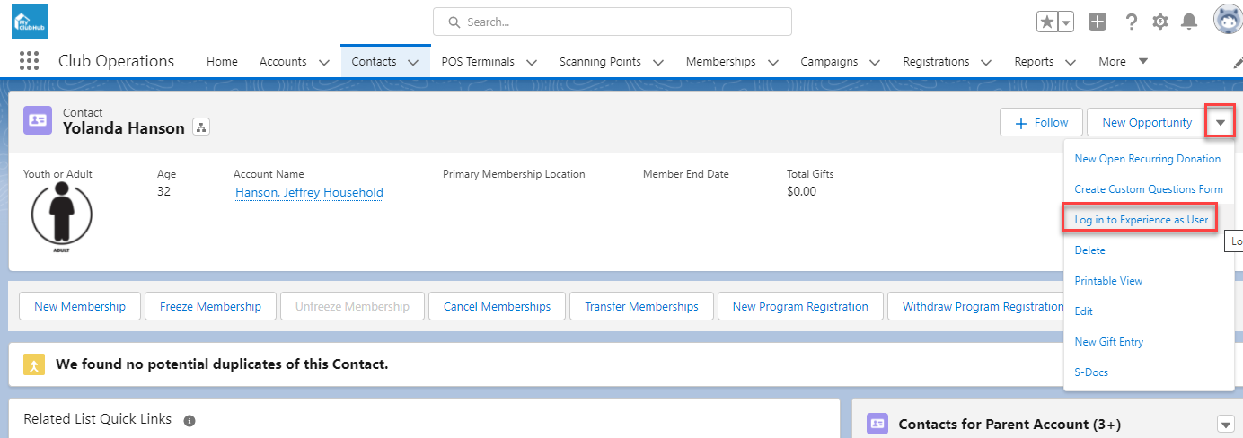 Log-in As Parent/Guardian (Login to Experience as User)