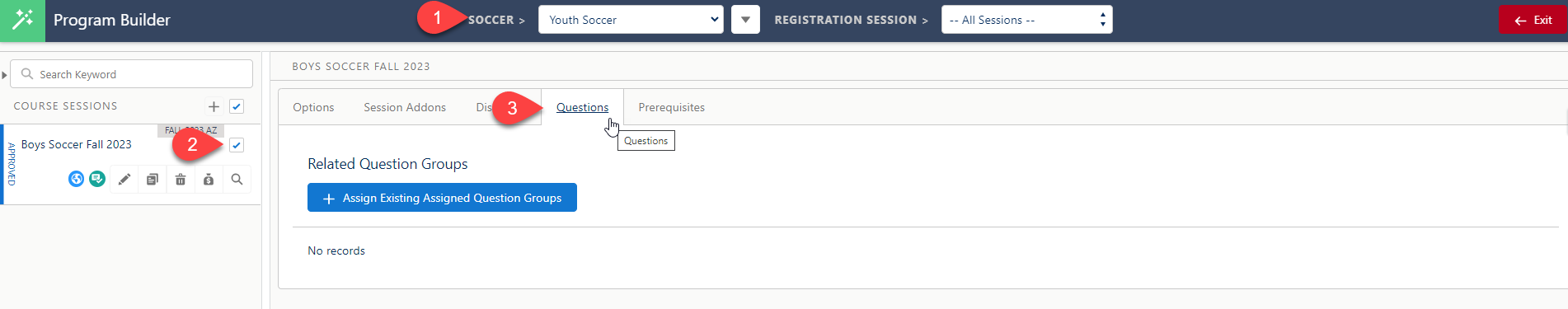 Assign Custom Questions to Your Registered Program