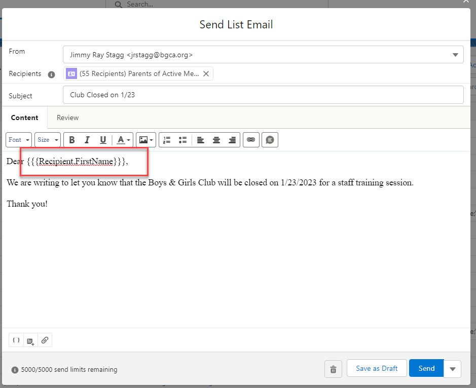 Sending a Mass Email