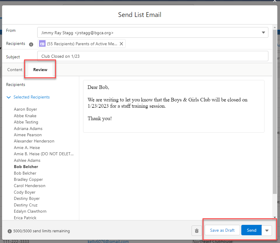 Sending a Mass Email