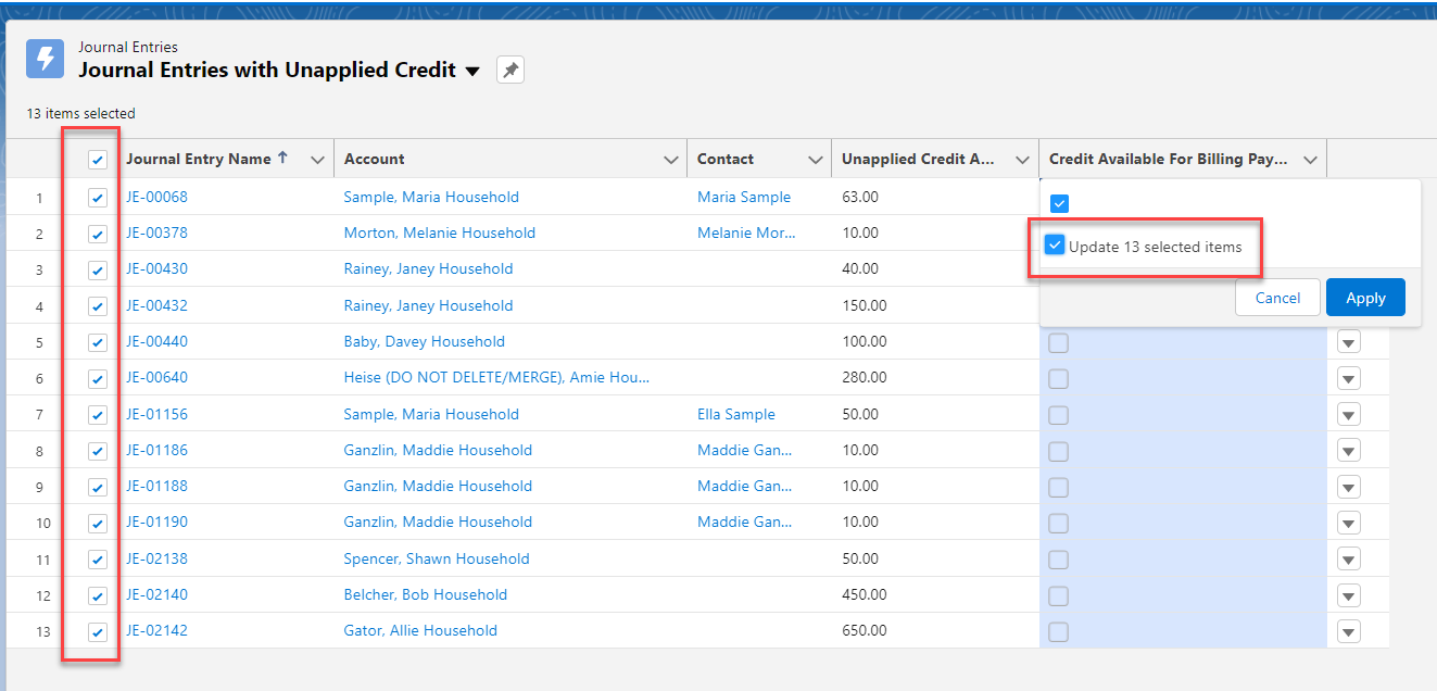 Make Unapplied Credits Available for Billing
