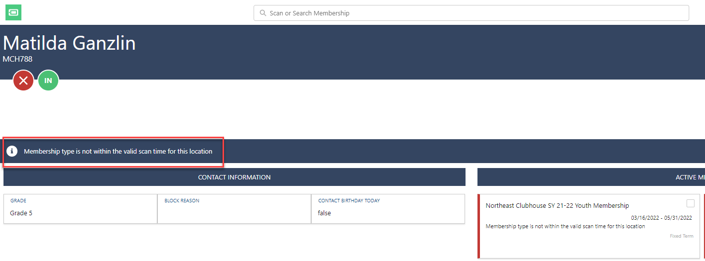 Valid Scanning Times