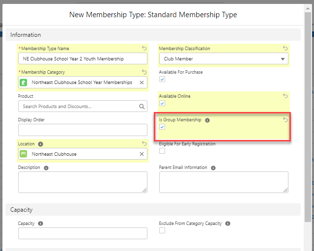 Common Membership Type Setup: Group Memberships for Sibling Discounts
