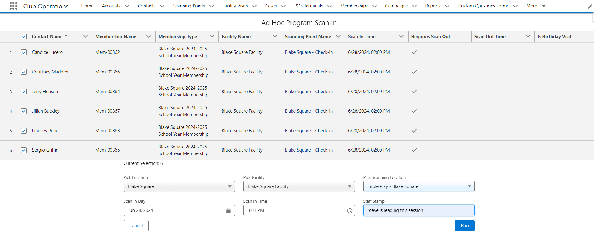 Bulk Check-in for Drop-In Programs