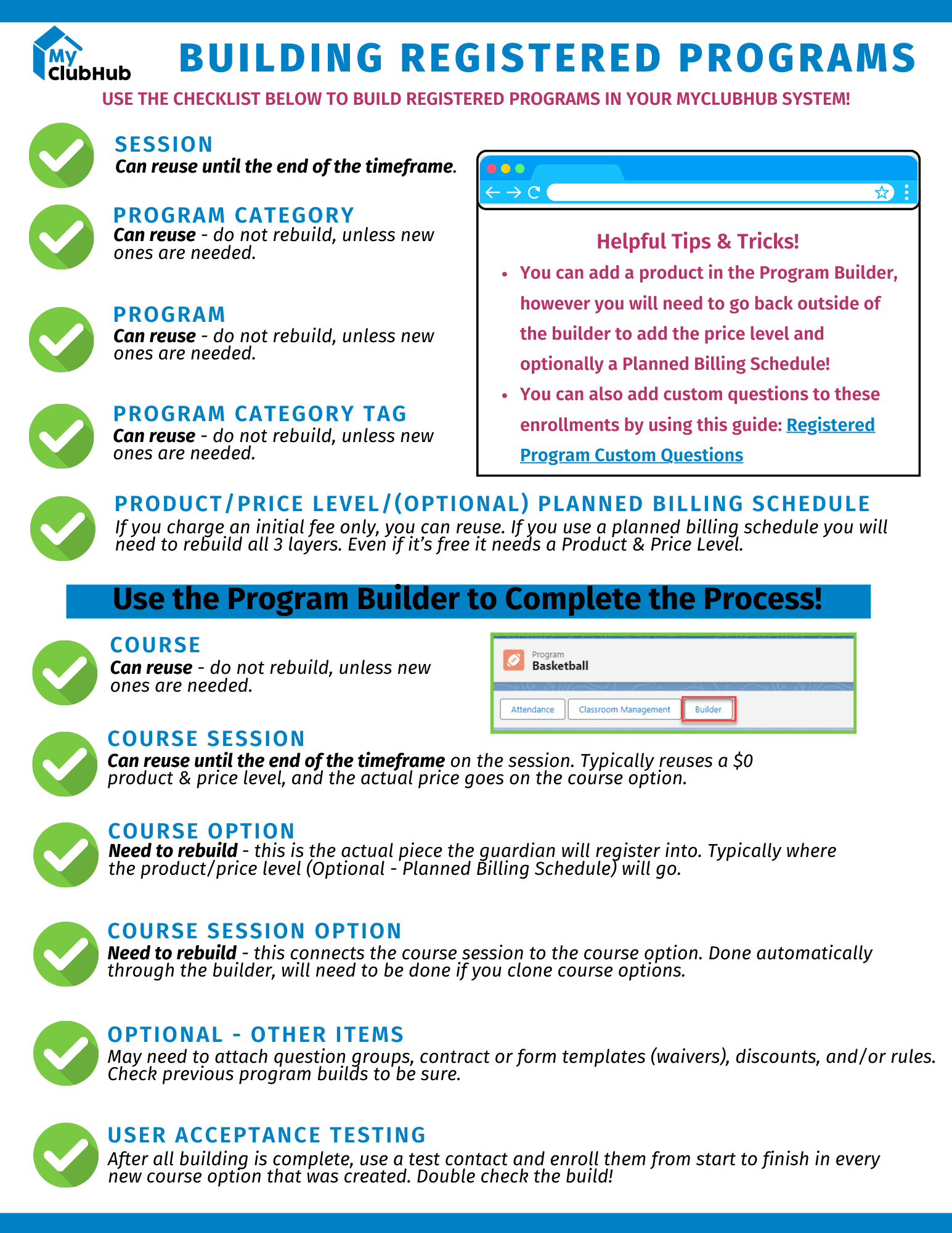 Checklist: Building Registered Programs