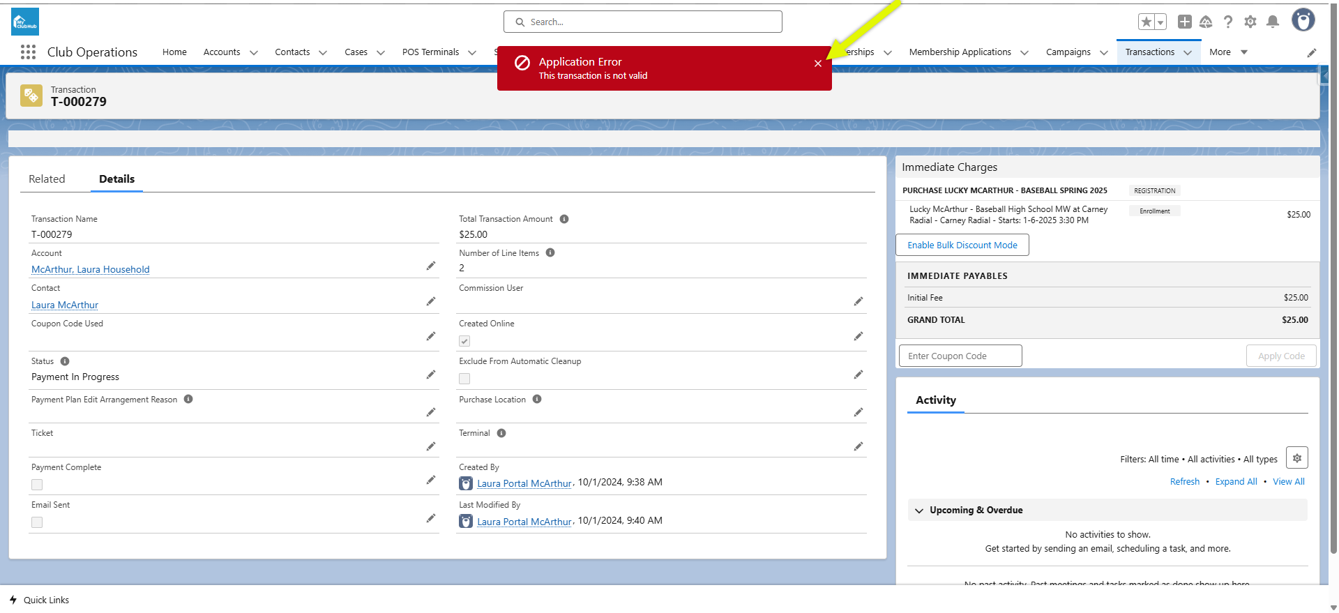 Resolving Registered Programs Payment In Progress Transactions